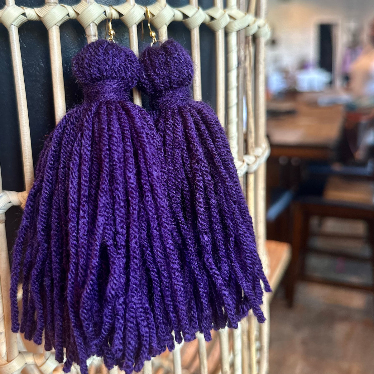 'Laya' - Purple Yarn Earrings – Artistic Fusion Craft Studio